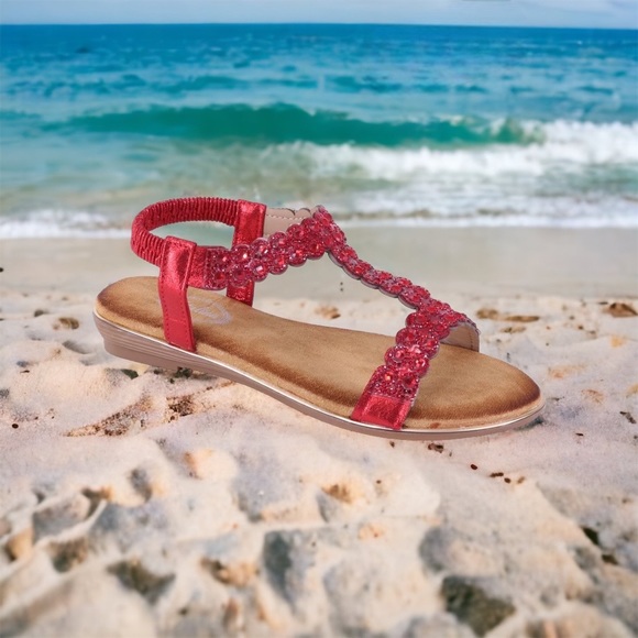 Italina | Shoes | Italina Holiday Red Rhinestone Embellished Tstrap ...